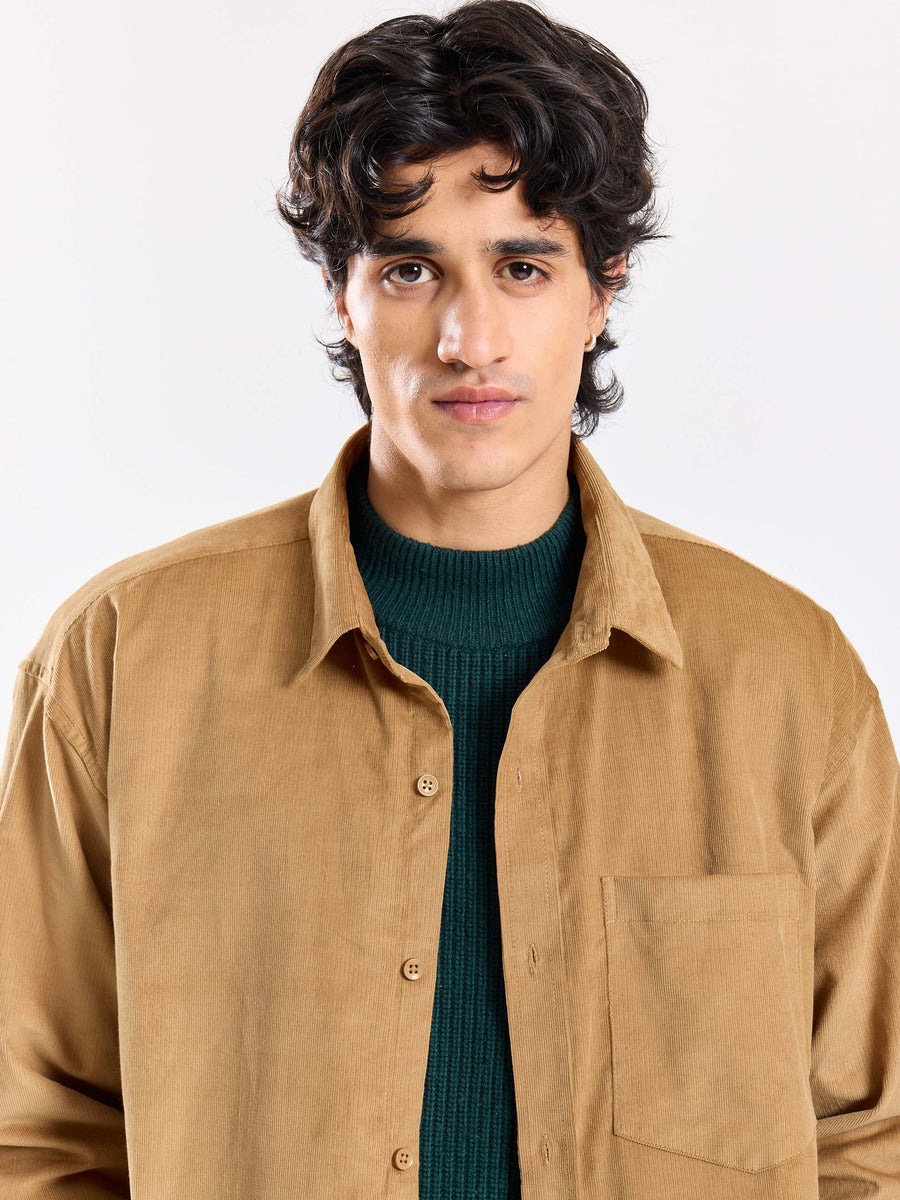 Buy Camel Corduroy Oversized Shirt Online at Best Price | 5Feet11